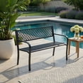Hommoo 50" Modern Metal Garden Bench with Geometric Lattice Backrest ...