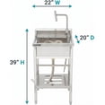 22x20x39 In Freestanding Stainless Steel Utility Sink with Pull-Out Hot ...