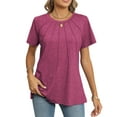 Rosvigor Women's Short Sleeve Blouses, Casual Summer Tops with Pleats ...