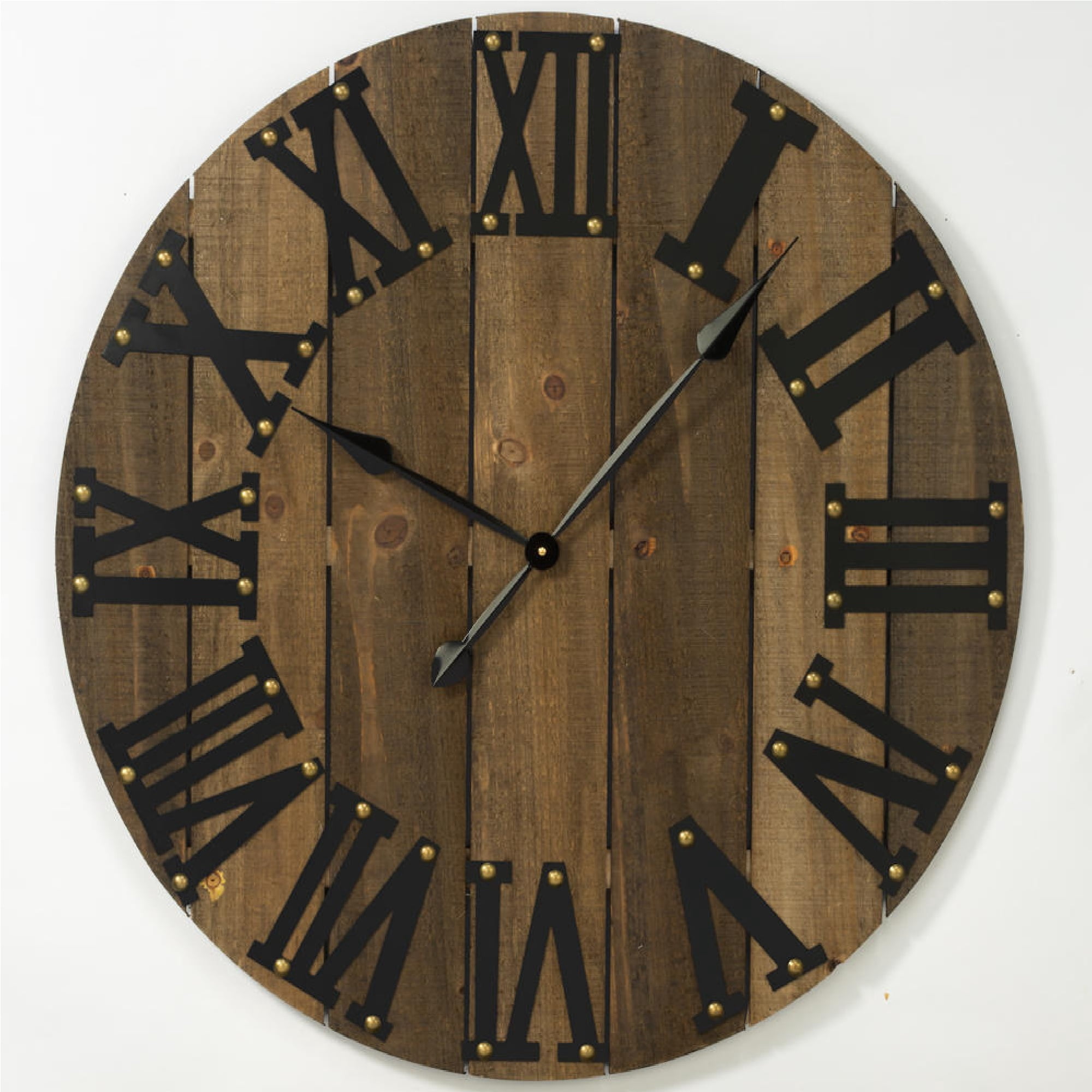 31 5 Brown Large Round Wall Clock With Roman Numerals Walmart