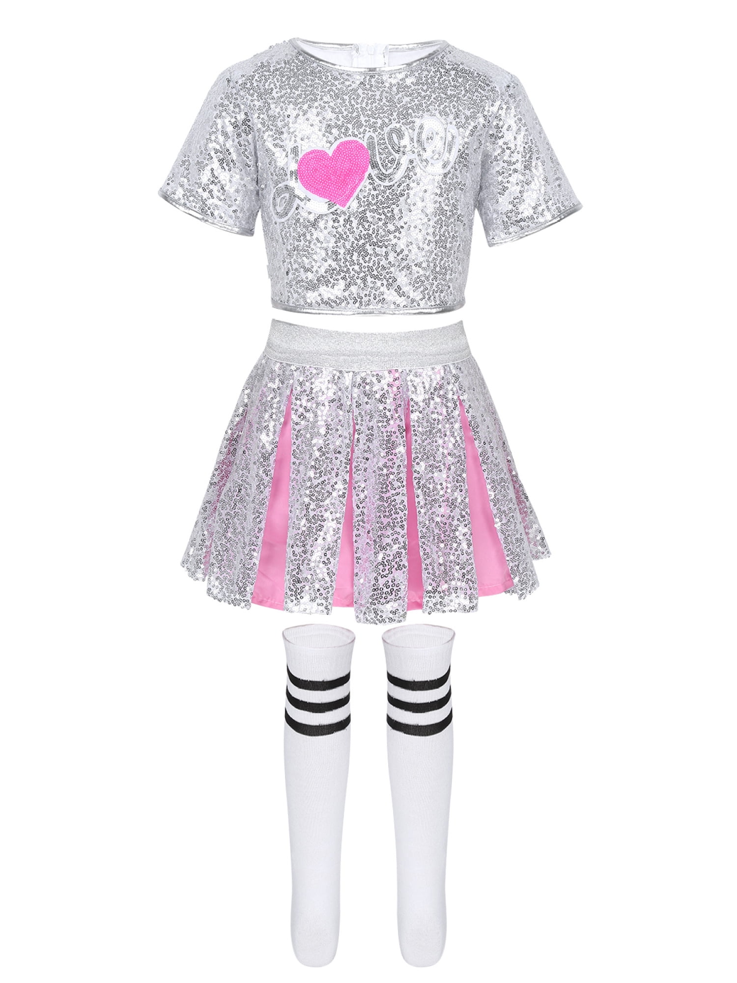iEFiEL Little Girls Jazz Hip-hop Dance Costume Set Sequined Tops with ...