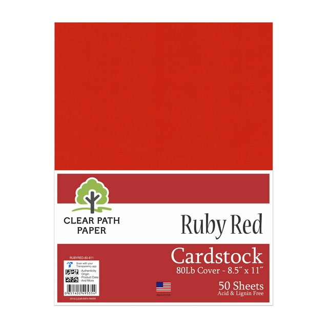 Ruby Red Cardstock - 8.5 x 11 inch - 80Lb Cover - 50 Sheets - Clear ...