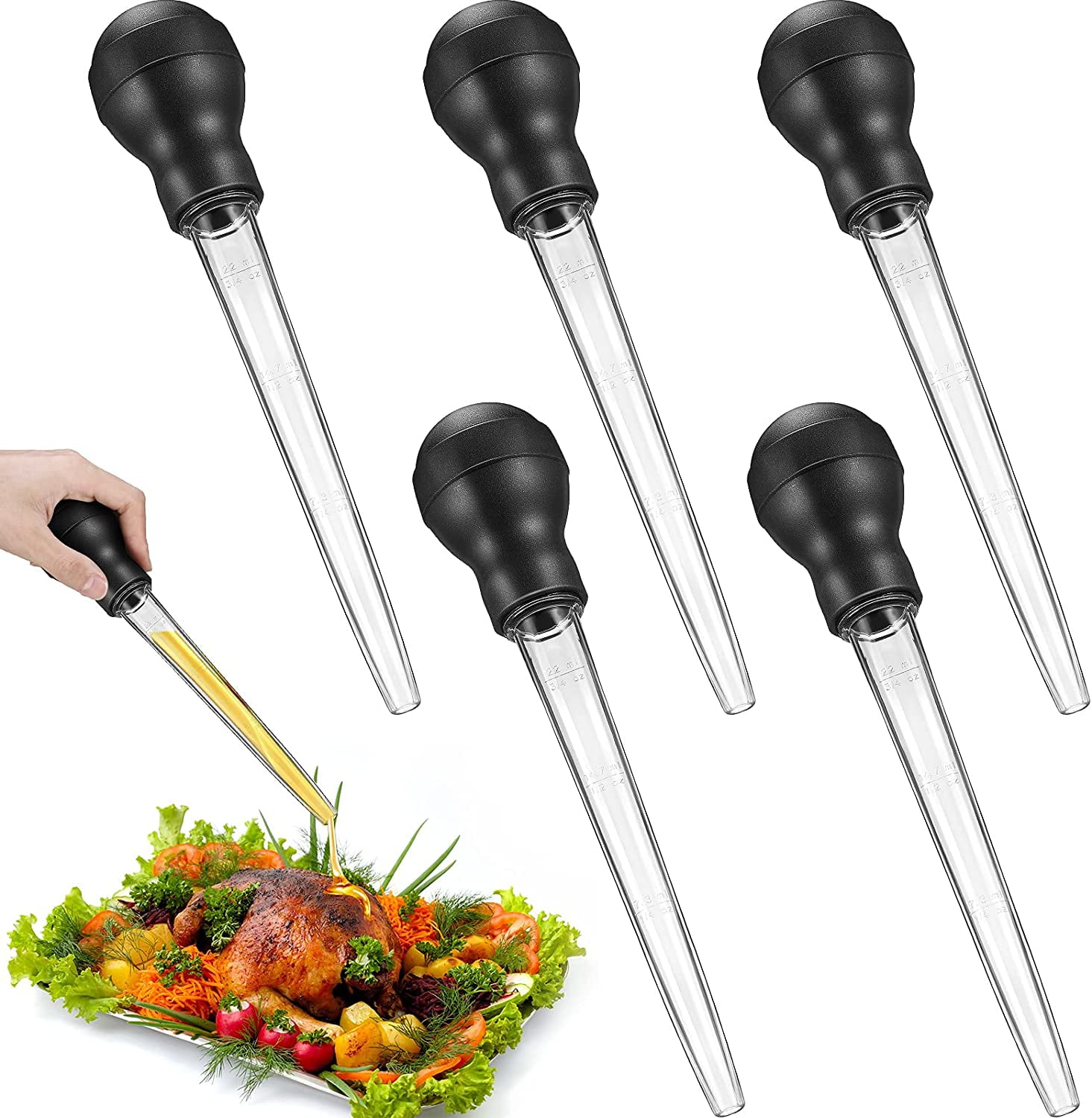 5 Pieces Turkey Baster Nylon Syringe Practical Fluid and Grease ...