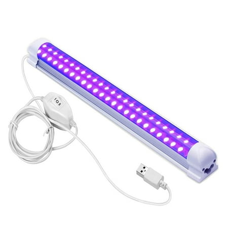 LED UV Black Light Fixtures, 10W 48 LEDs Portable Blacklight Lamp, DC5V ...