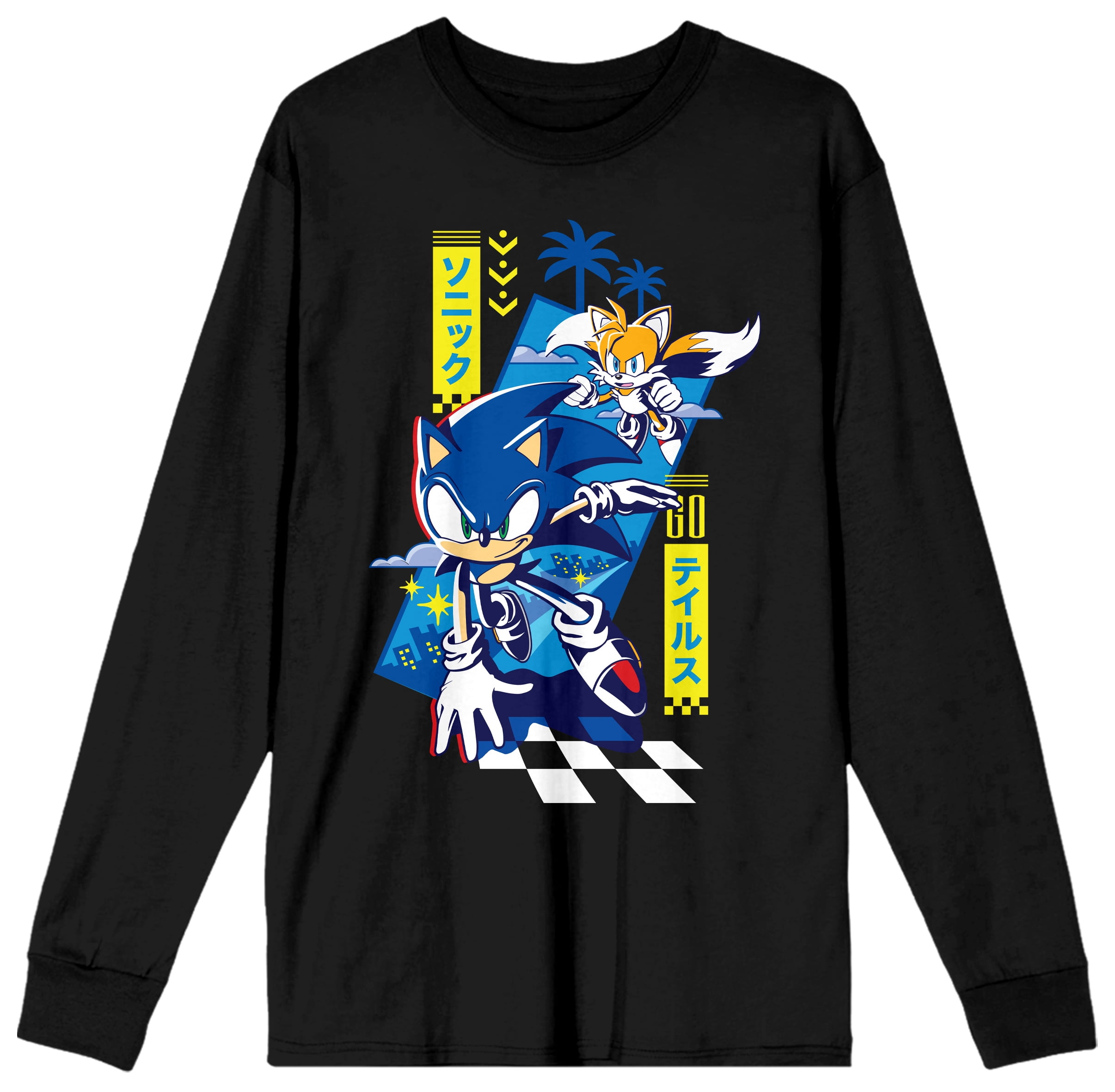 Sonic The Hedgehog & Tails Men’s Black Long Sleeve Shirt-XL - Walmart.com
