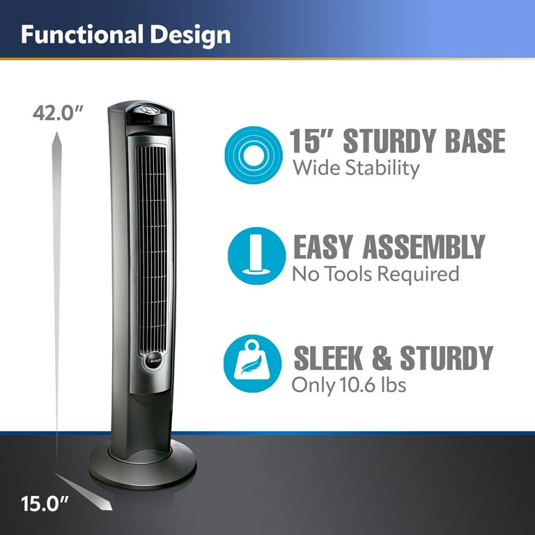 Lasko 43quot Wind Curve Nighttime Setting Tower Fan With Remote Control