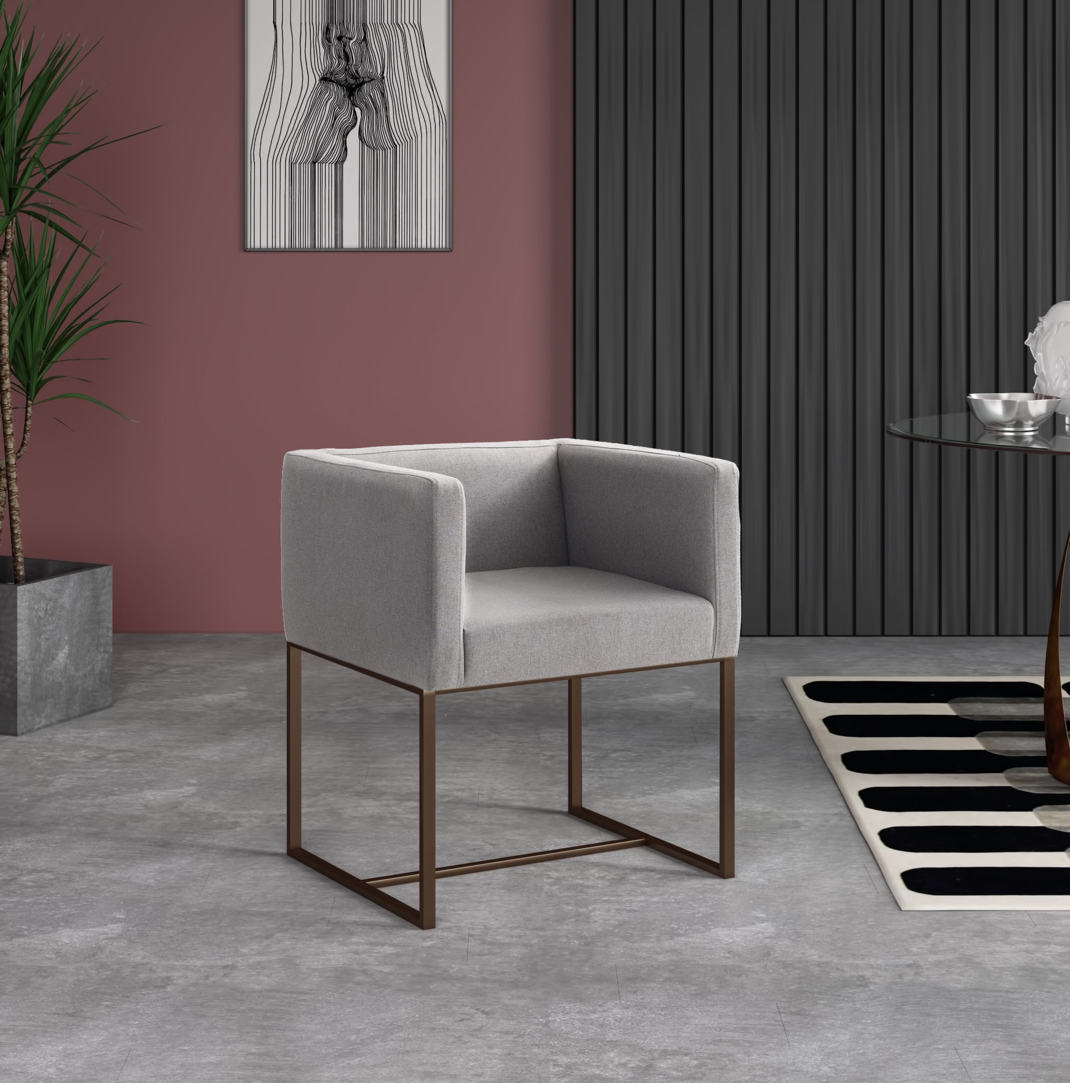 LANTRO JS Modrest Marty Modern Grey &, Copper Antique Brass Dining ...