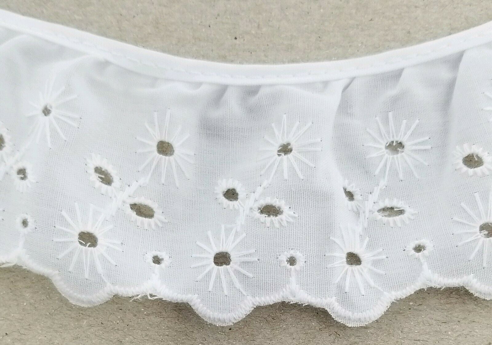 2-1/4" Ruffled Gathered Embroidery Eyelet Trimming - 9 Continuous Yards ...
