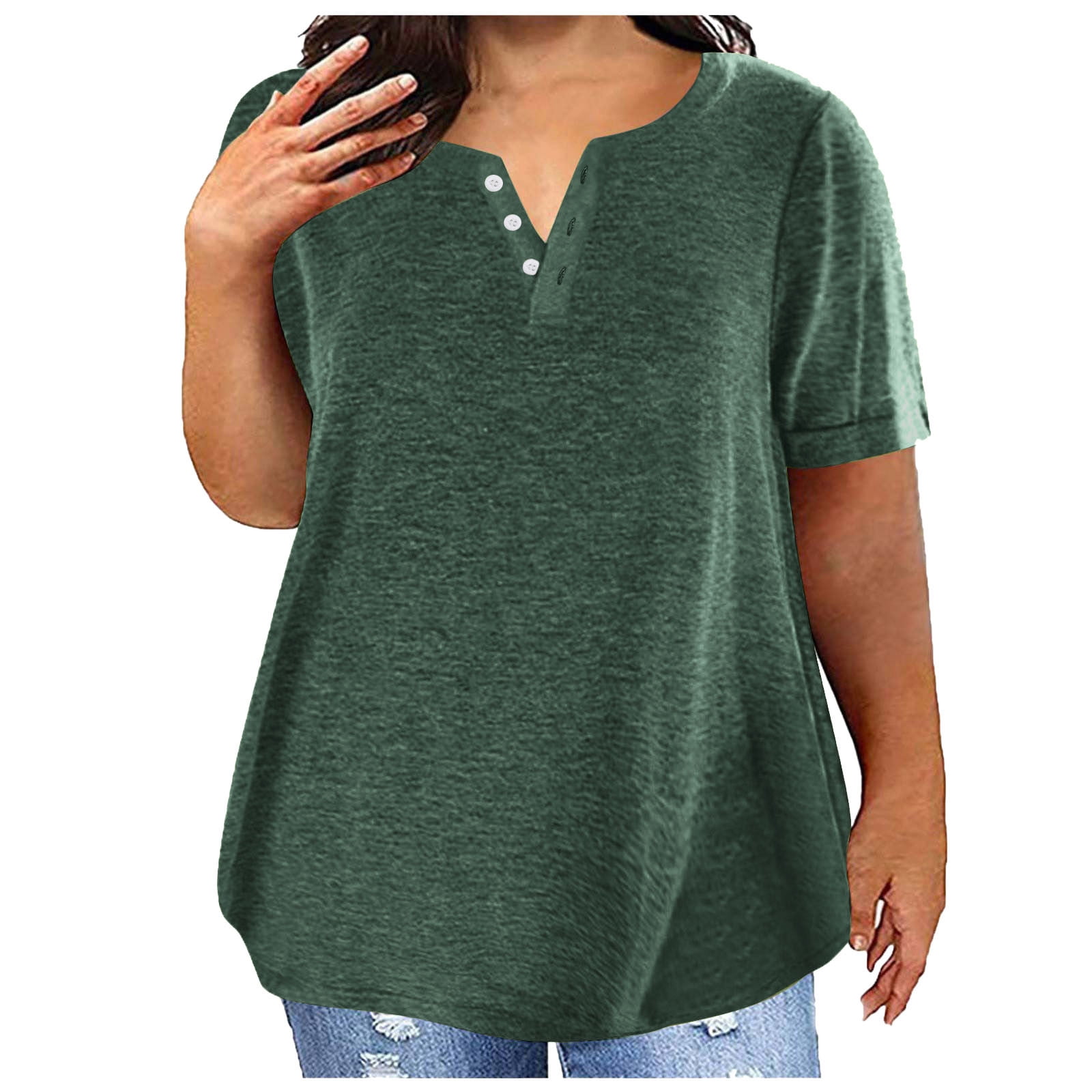 Click here for Timegard Womens Plus Size Tops Short Sleeve Notche... prices
