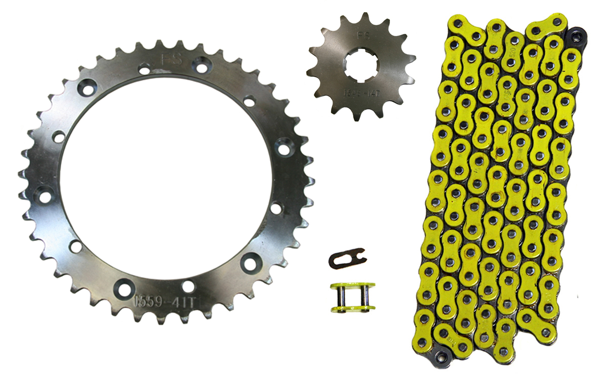 Factory Spec, K15481559520NZY104, Yellow 520x104 Drive Chain & 14/41 ...