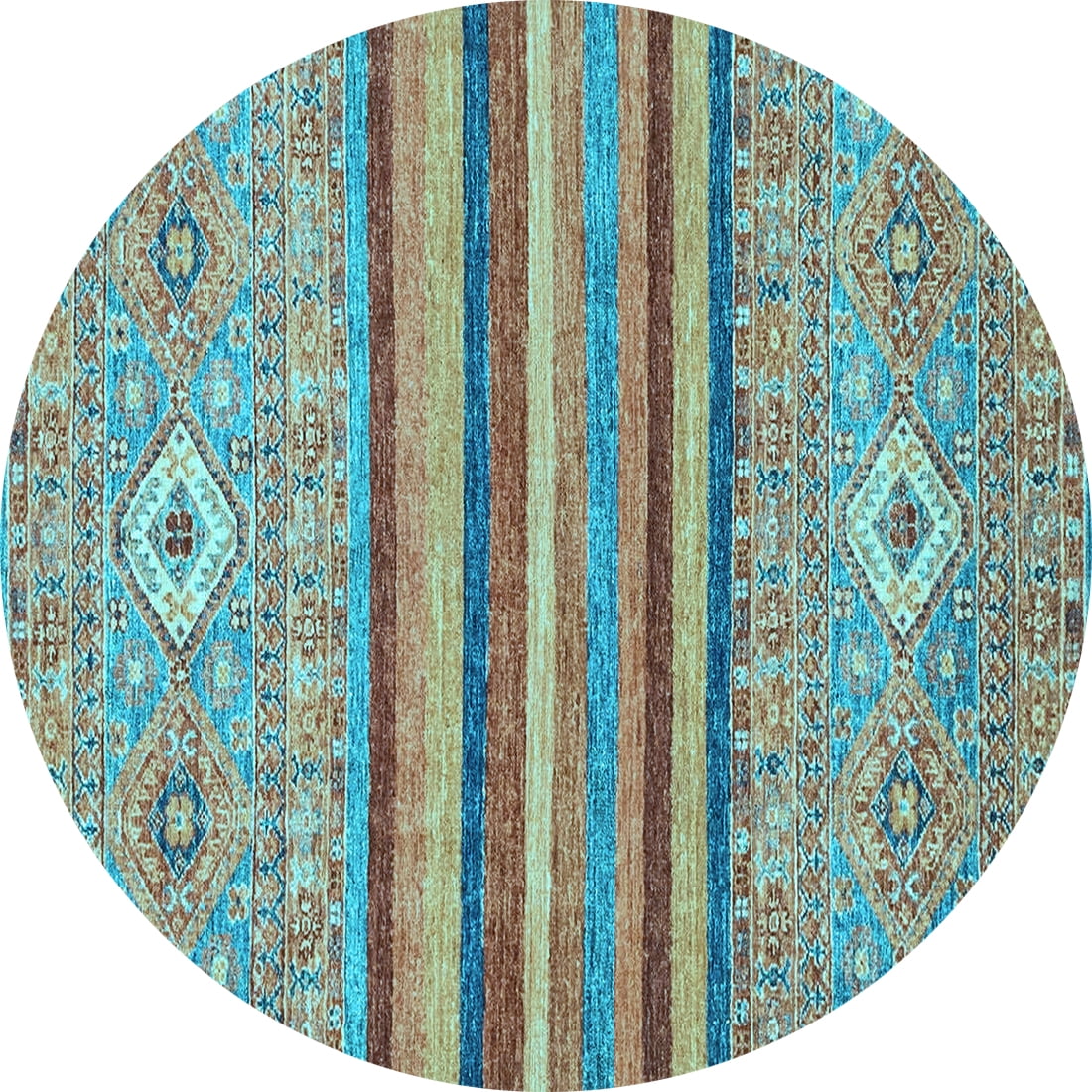 Ahgly Company Indoor Round Abstract Light Blue Modern Area Rugs, 6 ...