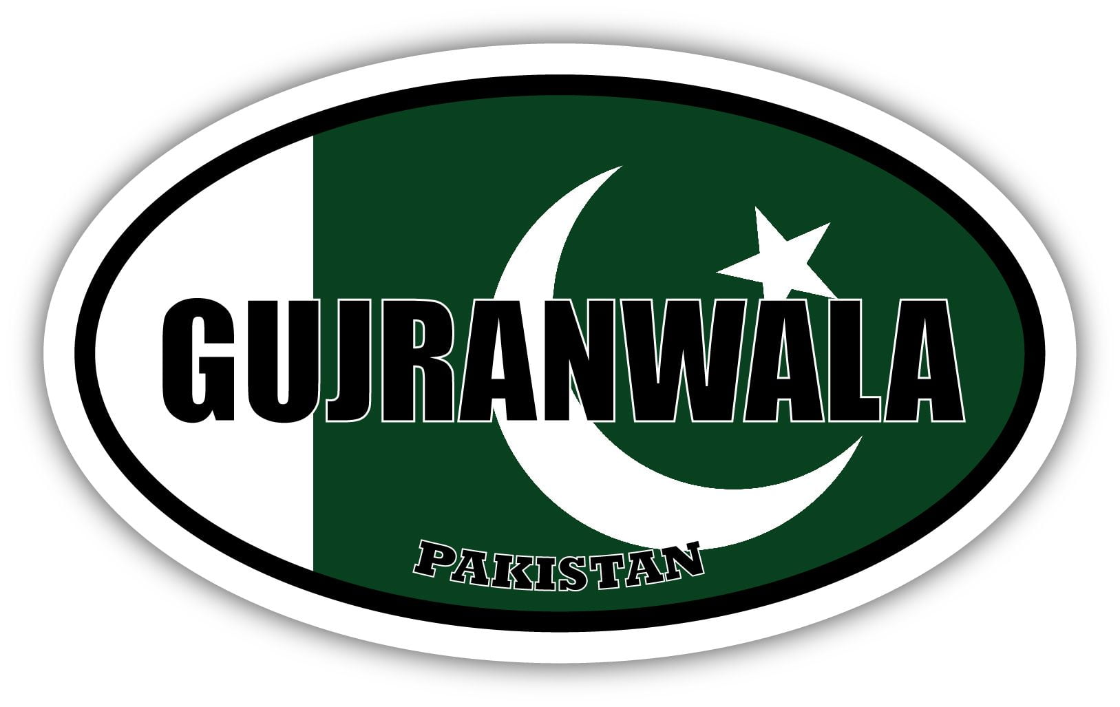 Gujranwala Pakistan Flag Oval Decal Vinyl Bumper Sticker 3x5 inches ...