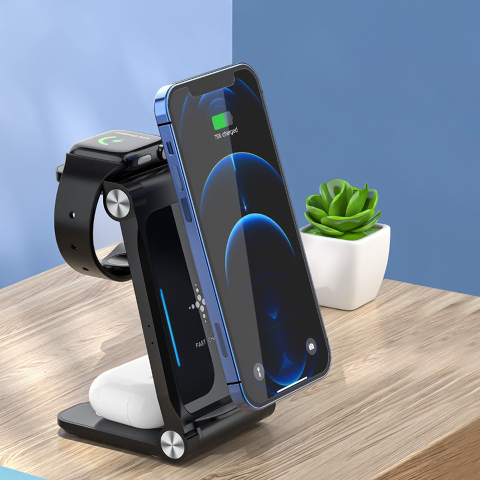 Foldable Wireless Charging Station 3 In 1 Charging Station For Multiple
