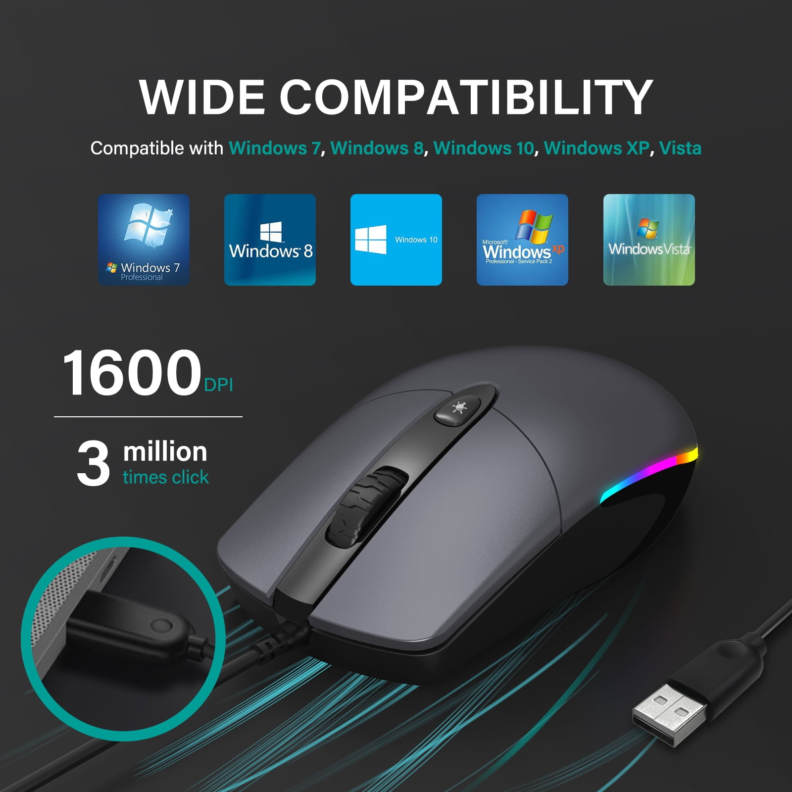 Buy Jelly Comb Wired Mouse, Optical Gaming Mice with Silent Clicking ...