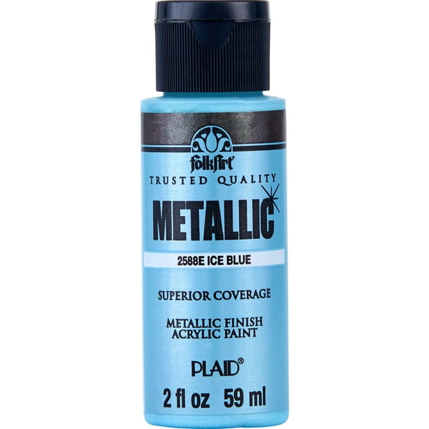 FolkArt Metallic Acrylic Craft Paint, Metallic Finish, Ice Blue, 2 fl ...