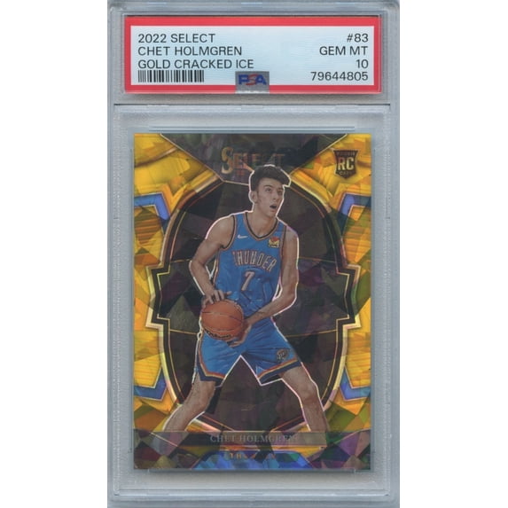 2022 Panini Select Chet Holmgren #83 Gold Cracked Ice Rookie PSA 10 ...
