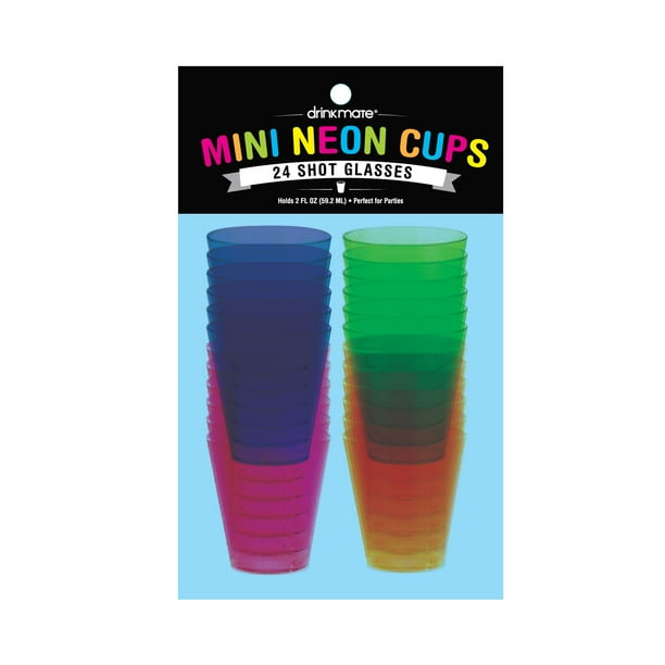 Best Brands 24pc Mini Plastic 2oz Bright Neon Color Cups - Walmart.com