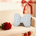 Blue Ribbon Bow Decorative Sofa Throw Pillow Lumbar Support Cushion For ...