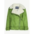 Scoop Women's Faux Suede Faux Fur Lined Oversized Moto Jacket - Walmart.com