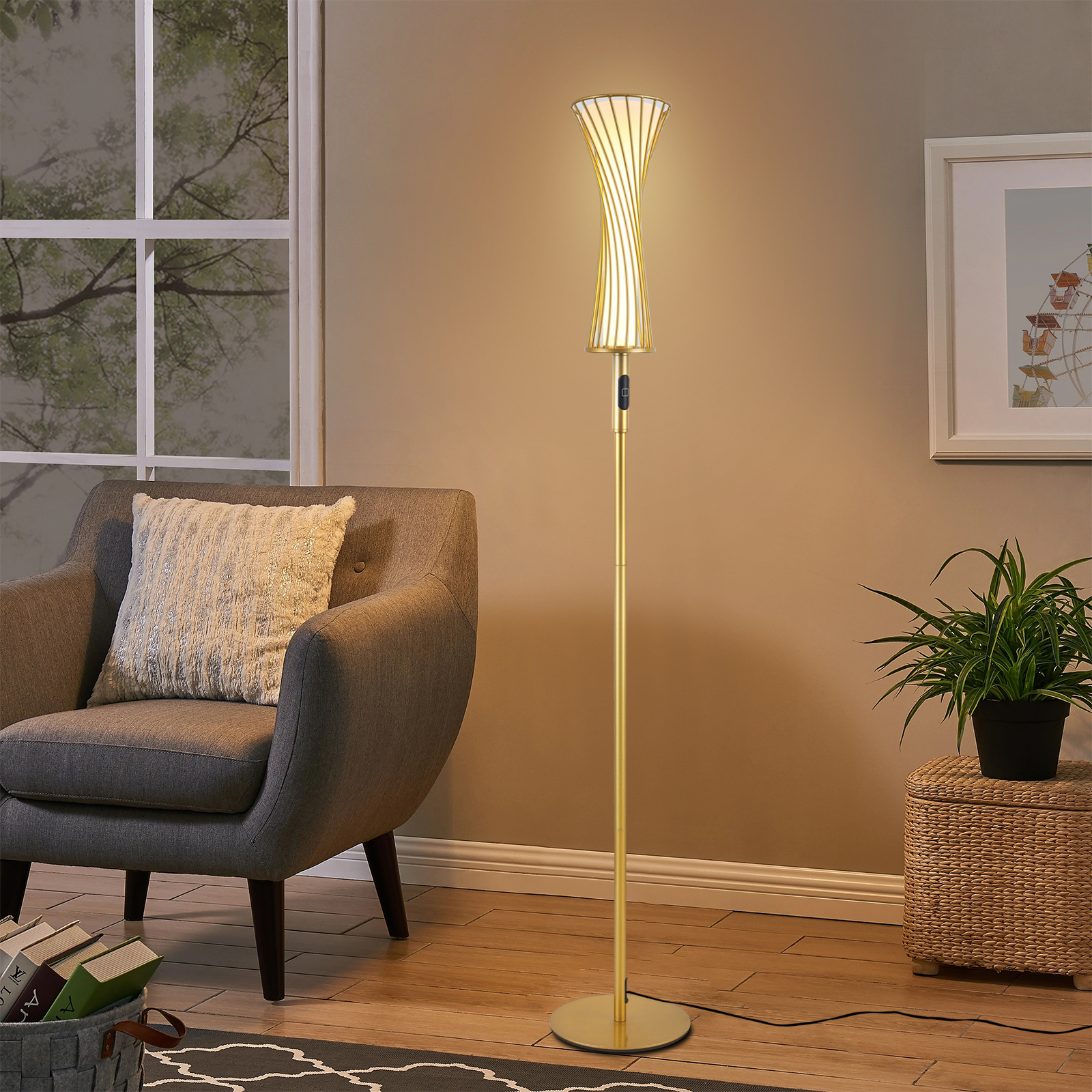 60" Novelty LED Dimmable Pole Standing Floor Lamp Touch Switch ...