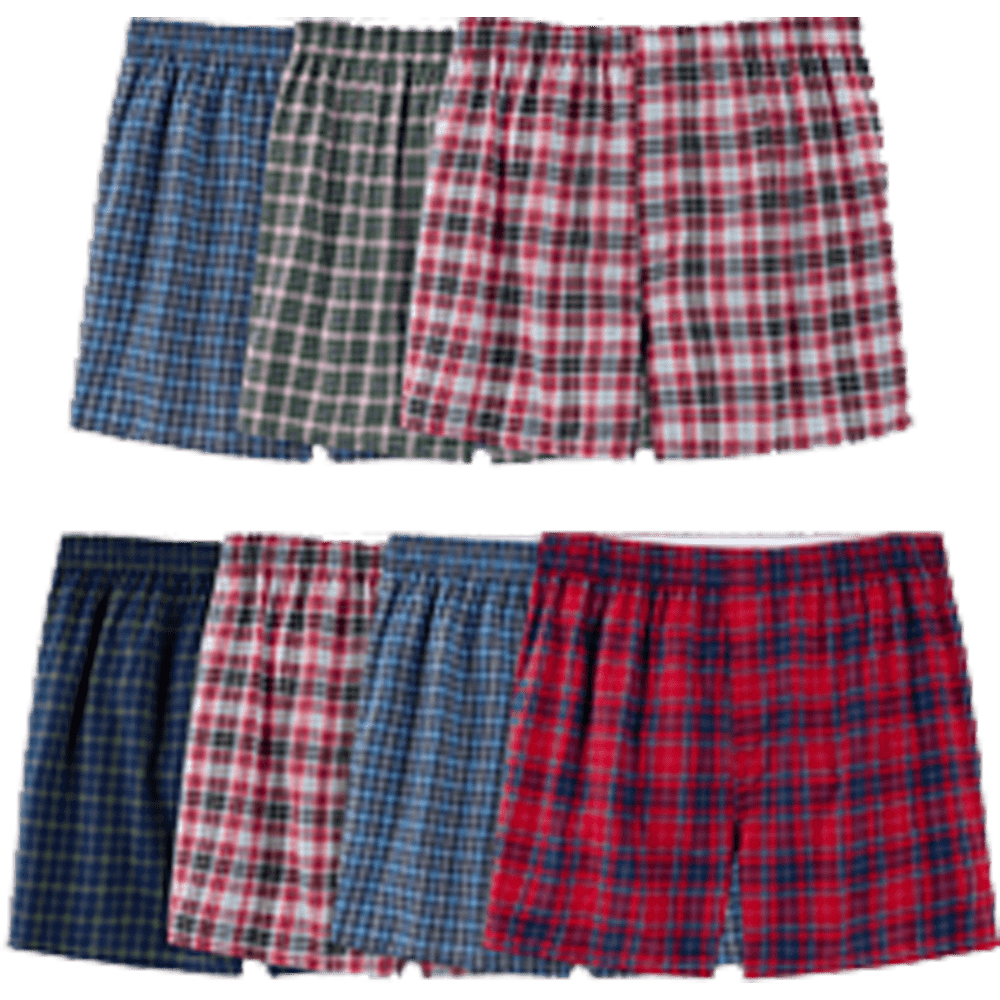 Fruit of The Loom 7 Pack Tartan Boxers, Assorted Plaid, Soft Cotton ...