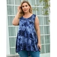 Larace Plus Size Sleeveless Blouse Dark Blue 4x Loose Fitting Solid