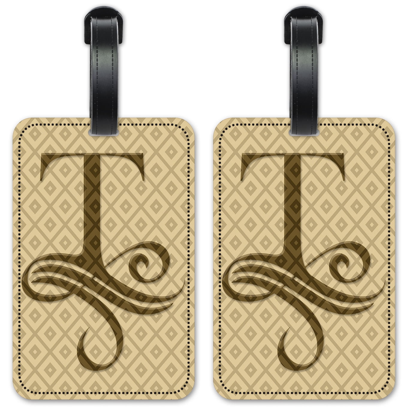 Letter "T" Monogram - Luggage ID Tags / Suitcase Identification Cards ...