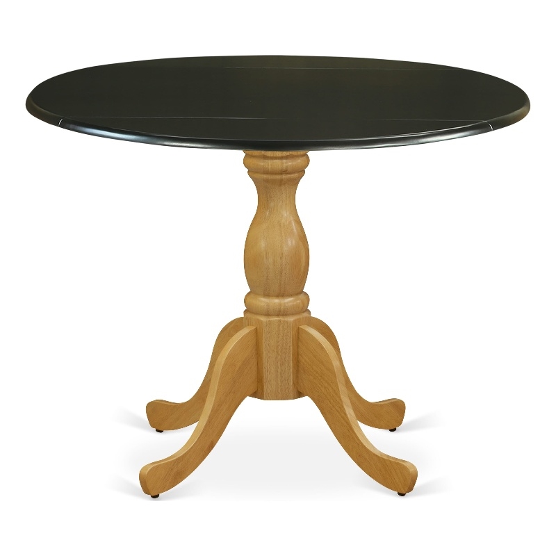 DST-BOK-TP - Dining Table - Black Table Top and Oak Pedestal Leg Finish ...