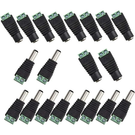 YERDGARY 20Pcs DC Power Supply Male/Female Connector 2.1 x 5.5mm Plug ...