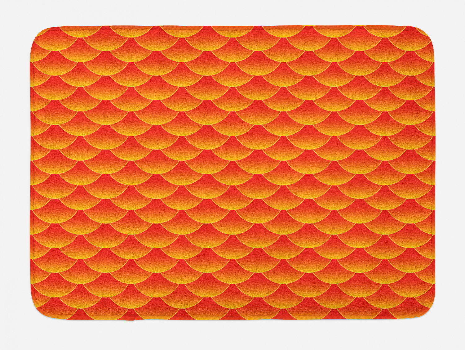 Orange Bath Mat, Goldfish Scales Forming Scallop Shell Random Pattern ...