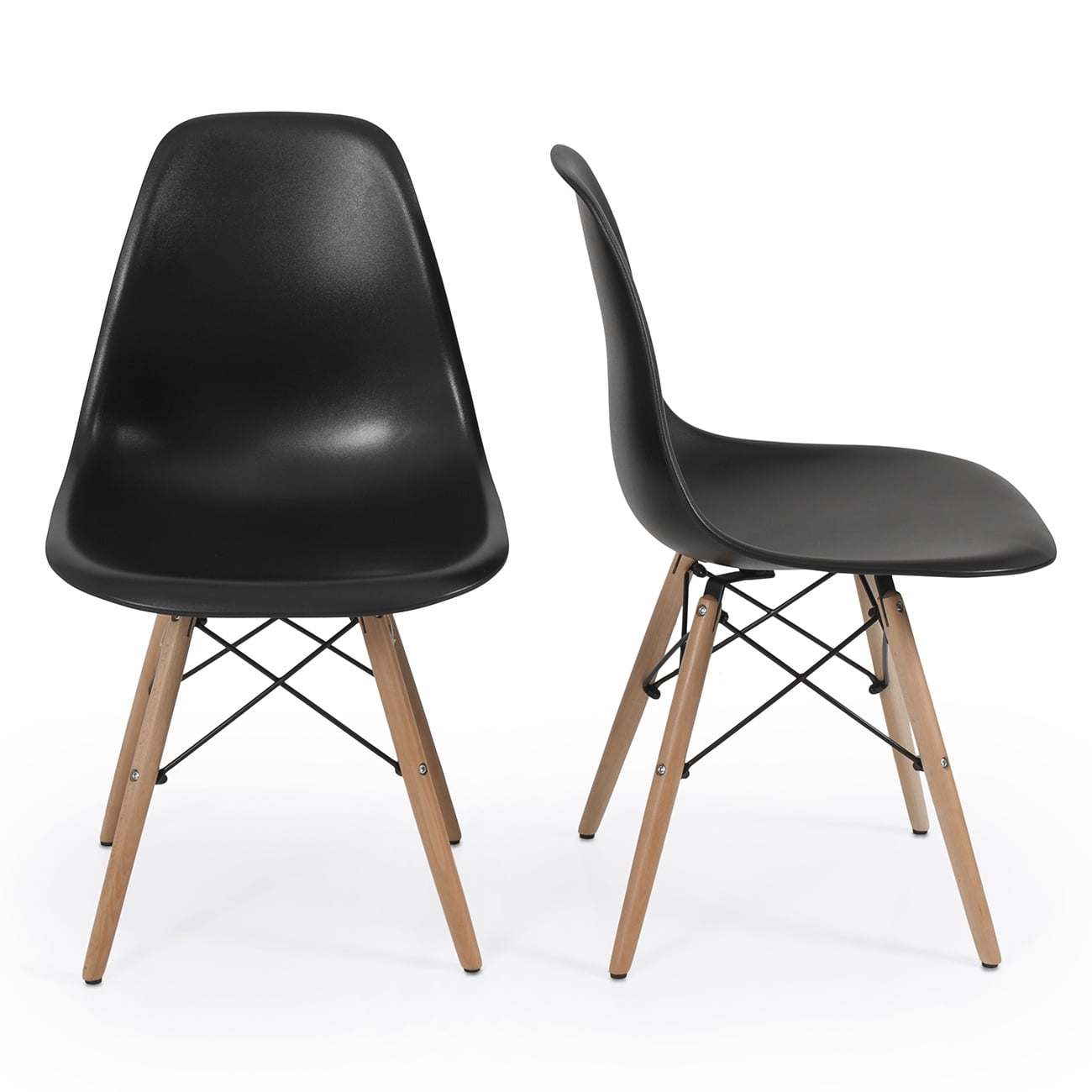 Belleze Set of (2) Classic DSW Molded Plastic Side Chair Dining Chairs ...