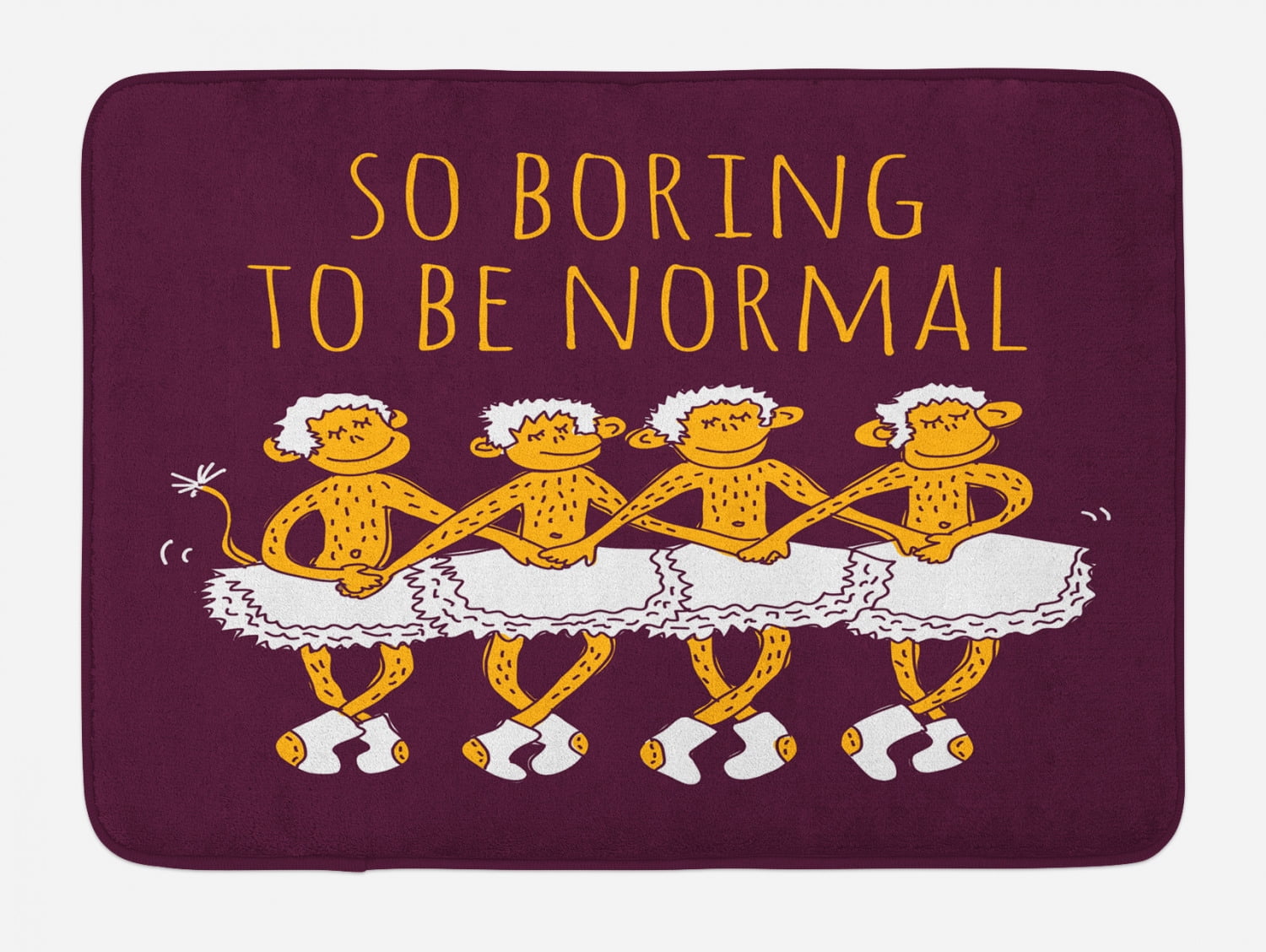 Animal Bath Mat, Funny Ballerina Dancing Monkeys with "So Boring to Be ...