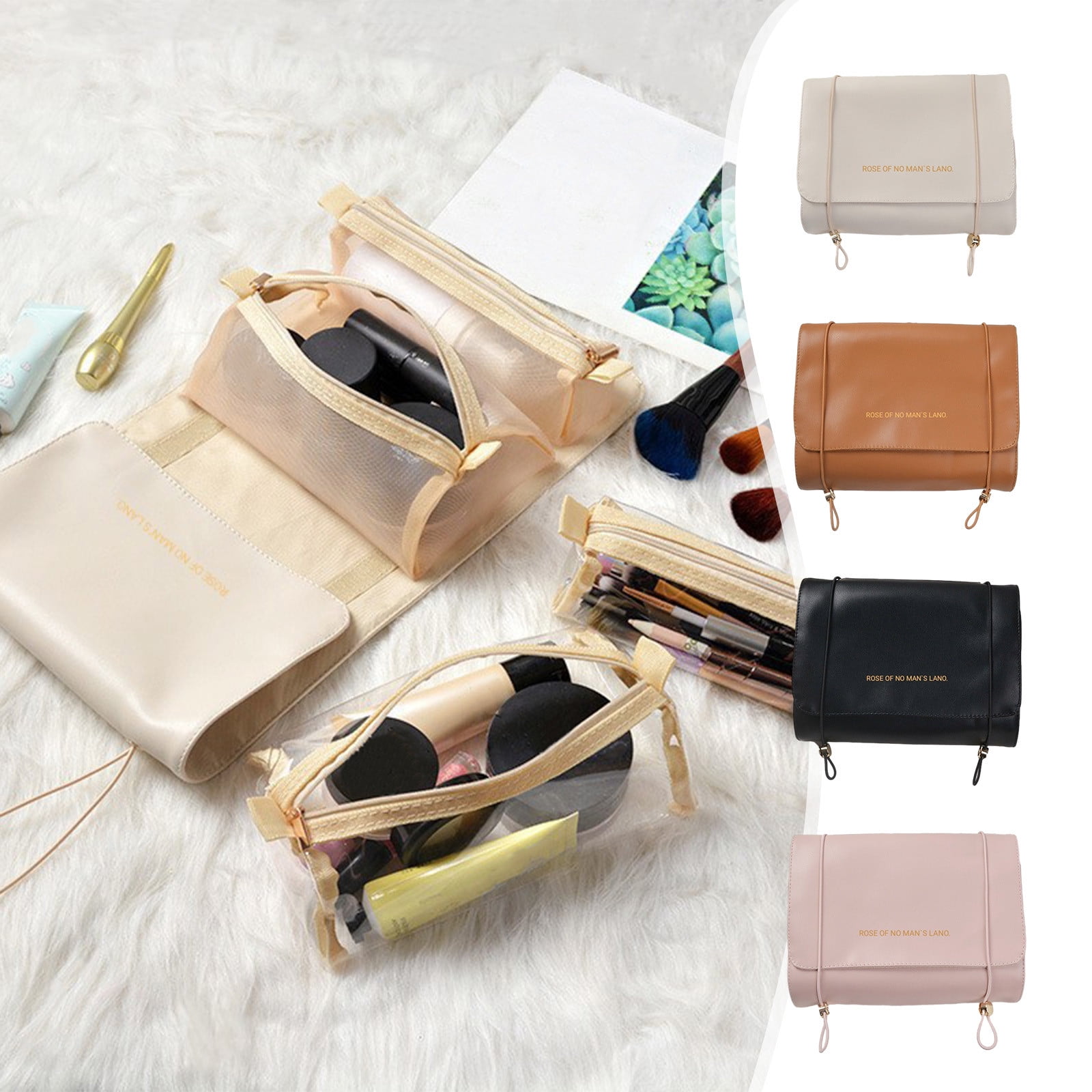 Click here for Byikun Large Capacity Leather Makeup Bag For Trave... prices