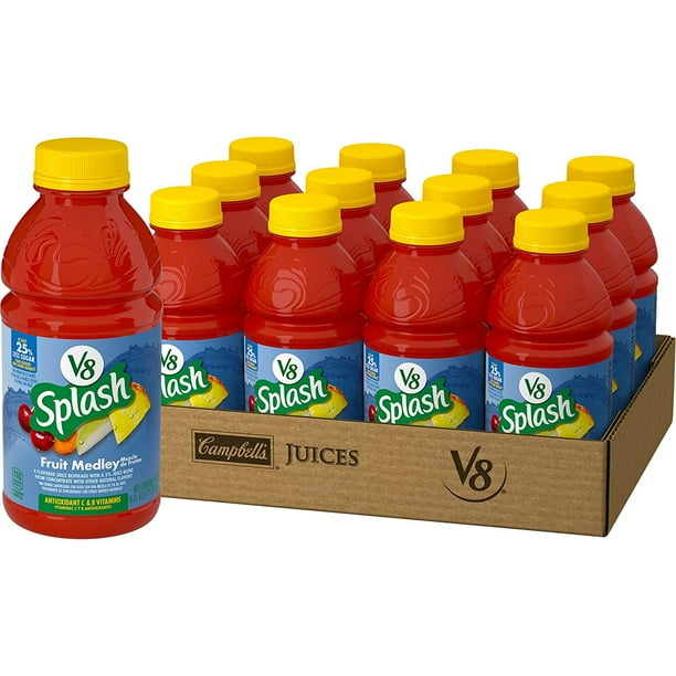 V8 Splash Fruit Medley Flavored Juice Beverage, 16 FL OZ Bottle (Pack ...