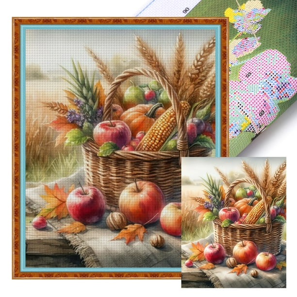 Hilo Algodón Ecológico Bordado Cesta Cosecha Con 11CT Punto Cruz 40x50cm | Bodega Aurrera en línea