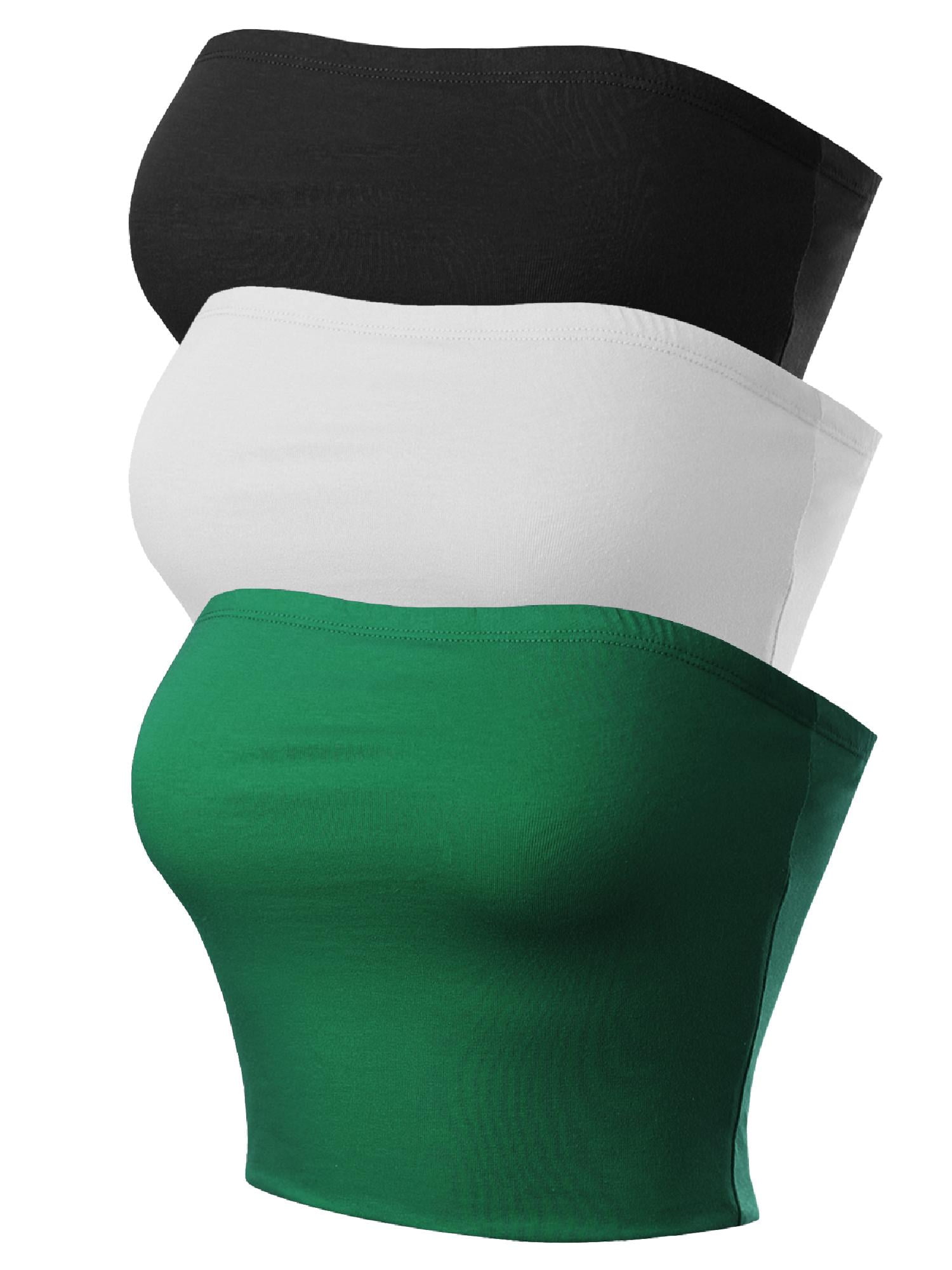 Made by Olivia Women's Casual Solid Double Layered Strapless Basic Tube ...