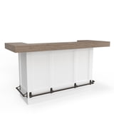 Pemberly Row Modern Wood Bar with Quartz Insert in White/Natural ...