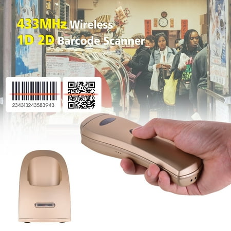 Handheld 433MHz Wireless 1D 2D Image Barcode Scanner with USB Cradle ...