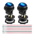 TIERPOP Rocker Switch Toggle ON-OFF 3 Pin Blue Light Waterproof Boat ...