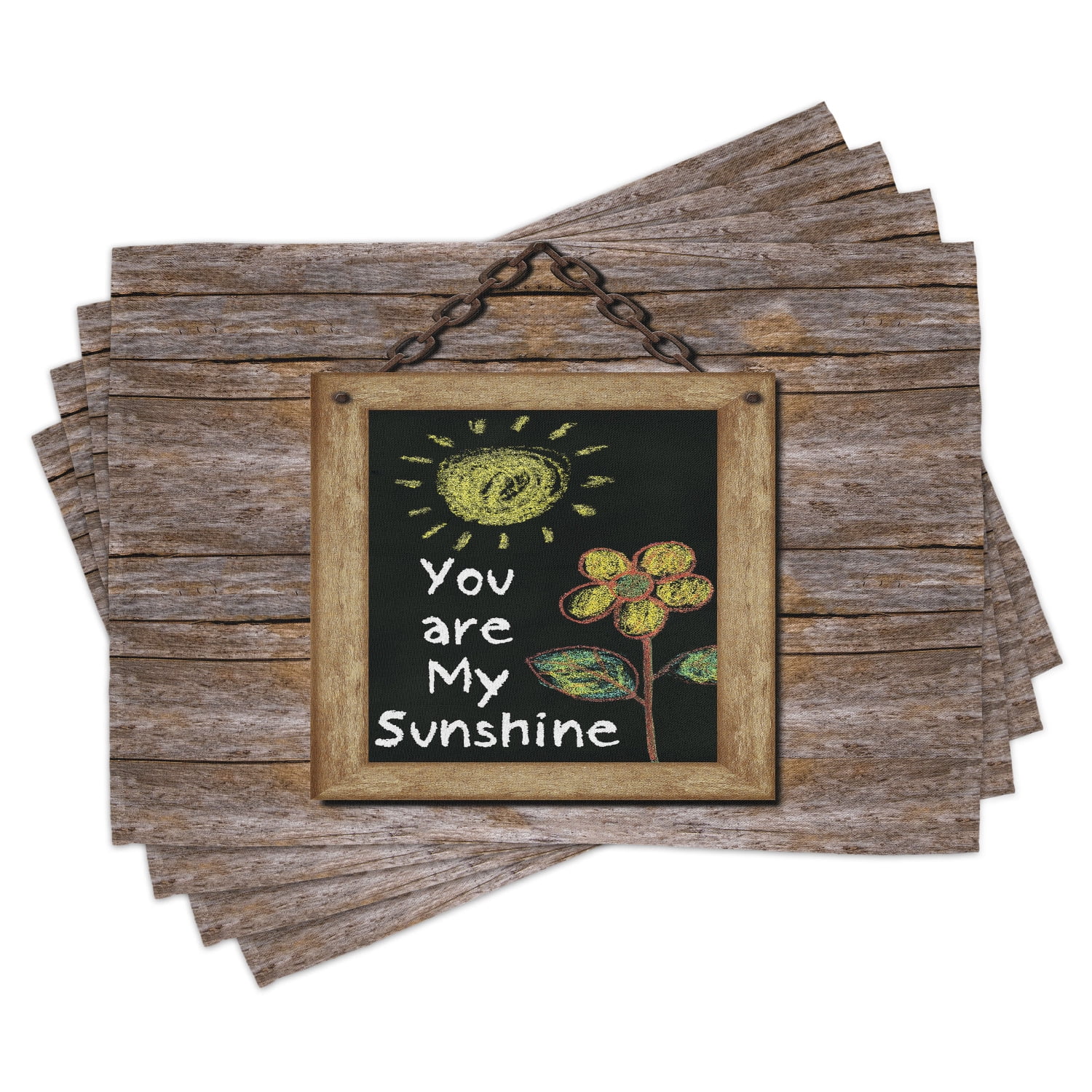Ambesonne Brown Place Mats Set of 4, Love Words on Blackboard, Standard ...