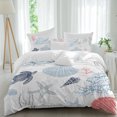 4 Piece Duvet Cover Set Queen, Watercolor Marine Shell Turtle Coral ...