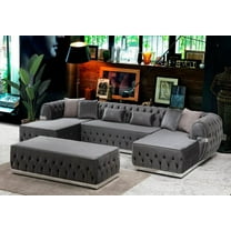 Amreena Gray Velvet Double Chaise Sectional - Walmart.com