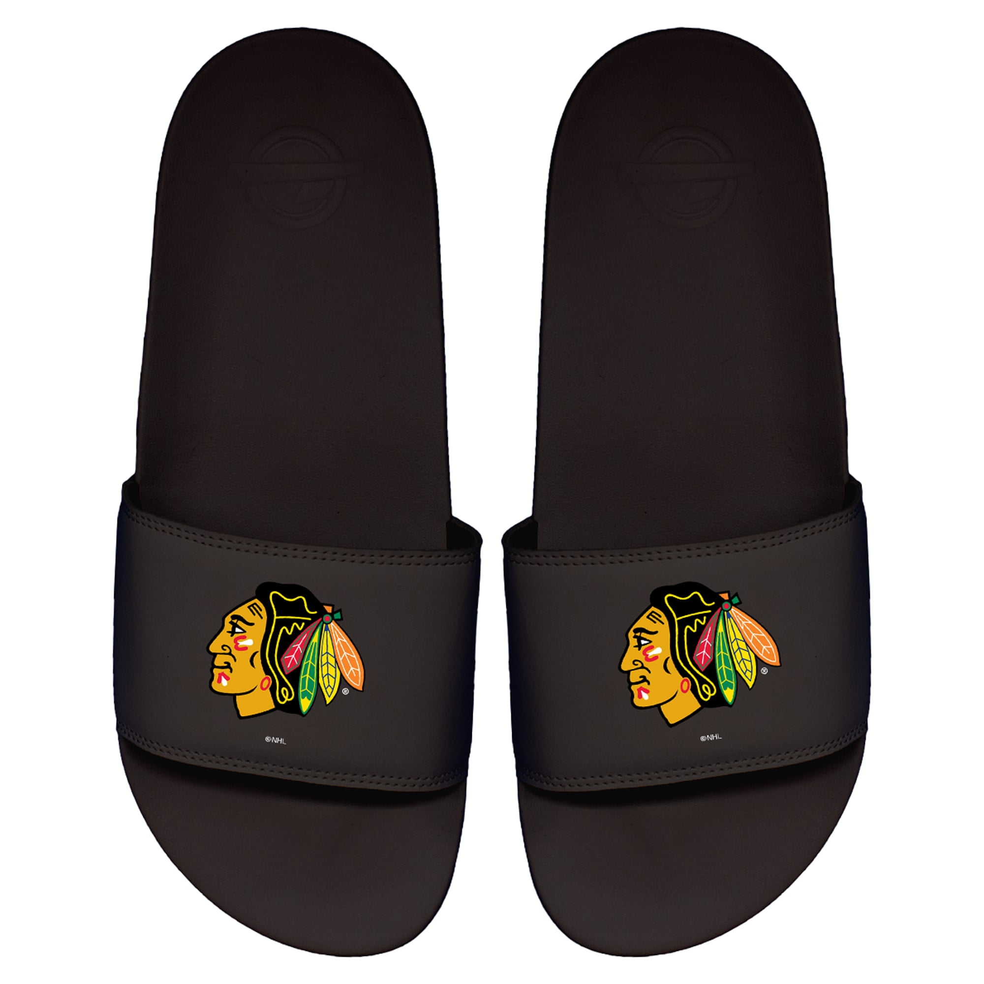 Youth ISlide Black Chicago Blackhawks Primary Logo Motto Slide Sandals ...
