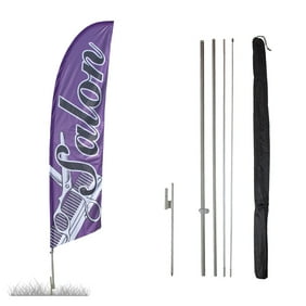 Car Wash Rectangle Feather Banner Flag with Pole Kit and Ground Spike for Car Wash, Auto Detail ...