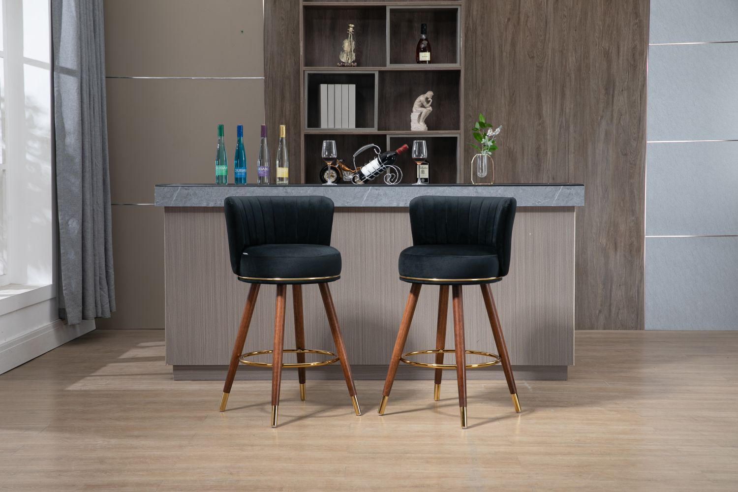 Bar Stools Set of 2, Counter Height Stools with Footrest & Thickened ...