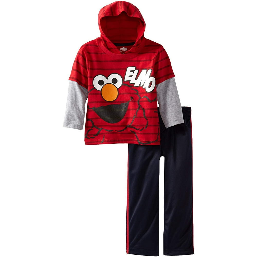 Sesame Street Little Boys' 2 Piece Stripped Elmo Pulloverhood and Pant ...