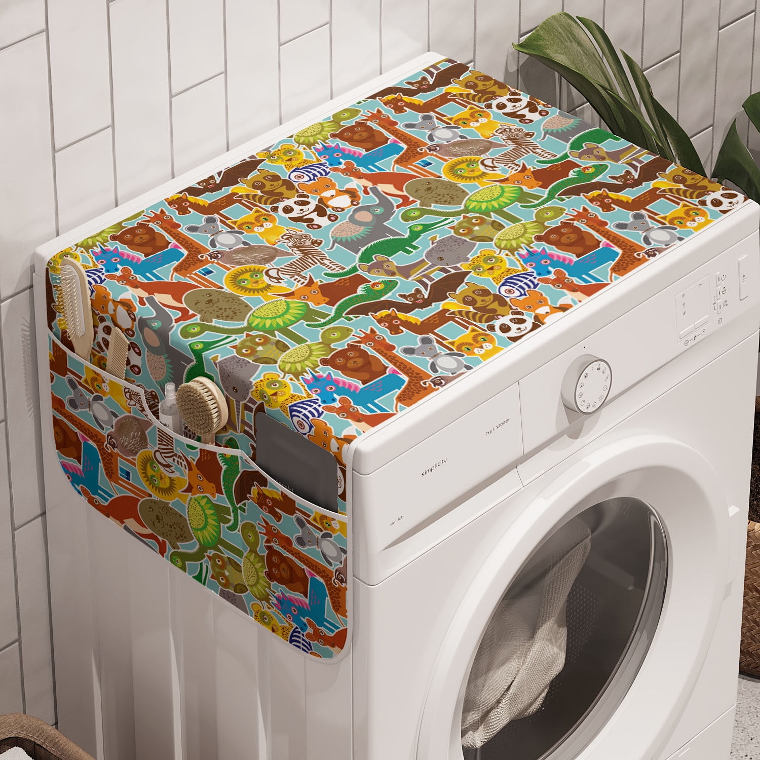 Animals Washing Machine Organizer, Various Kinds of Wildlife Animals on ...