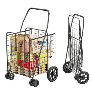Topbuy Heavy Duty Large Foldable Trolley, Jumbo Double Basket Grocery ...