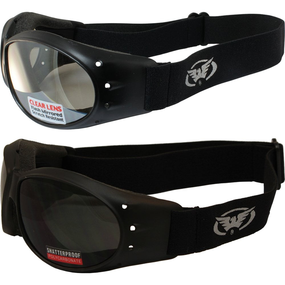 Red Baron Motorcycle Aviator 2 Goggles For Day and Night Use Super Dark ...