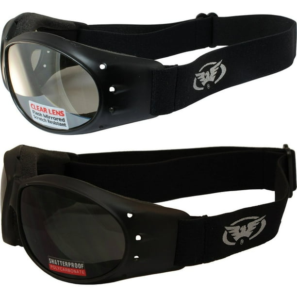 Red Baron Motorcycle Aviator 2 Goggles For Day and Night Use Super Dark ...